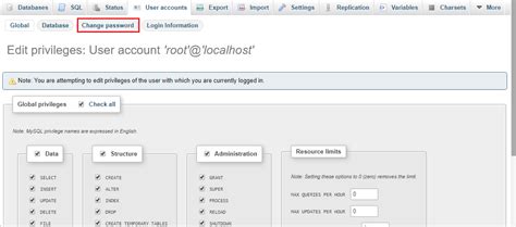 Hướng dẫn đặt và đổi mật khẩu phpMyadmin