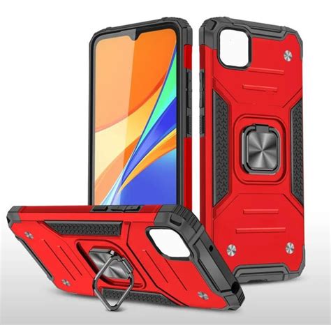 Противоударный чехол для Realme С11 (2020) красный с пластиной для ...