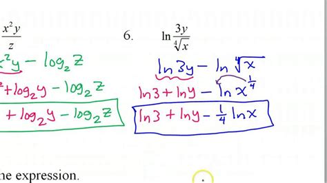 Expanding And Condensing Logarithms YouTube Fraction Word Problems