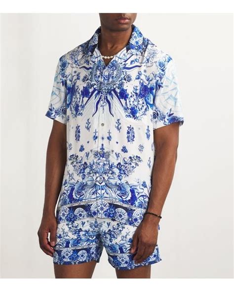 Camilla Printed Short Sleeve Shirt In Blue For Men Lyst Uk