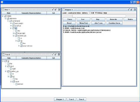 Using The Stepper Window To Browse Trees In The Toy1 Grammar From