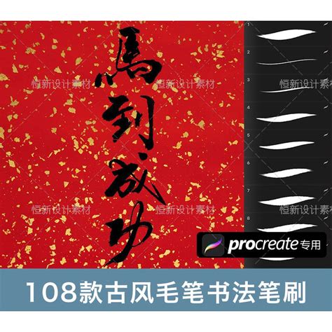 【pc130】【procreate Brush】108款 古风毛笔书法procreate笔刷 中文书写草书枯笔ipad笔刷 Shopee