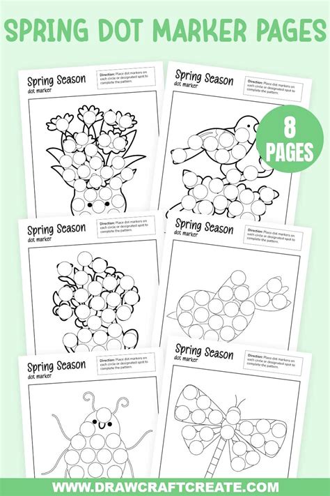 Free Printable Spring Dot Marker Coloring Pages Draw Craft Create