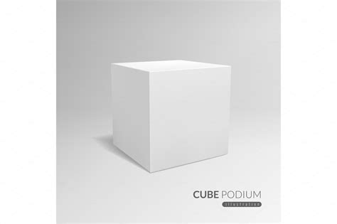 Cube Podium 3d Cube Pedestal White Vector Graphics ~ Creative Market