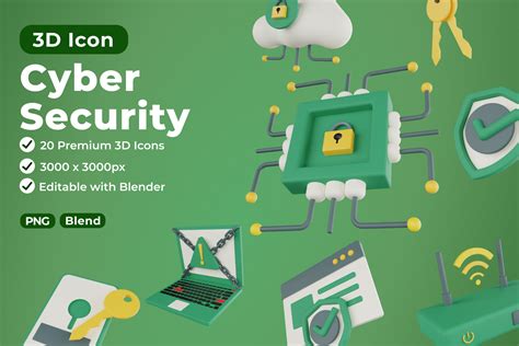 Premium Cyber Security D Illustration Pack From Crime Security D