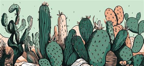 Vibrant Hand Sketched Cactus Illustrations With Striking Lines Shapes