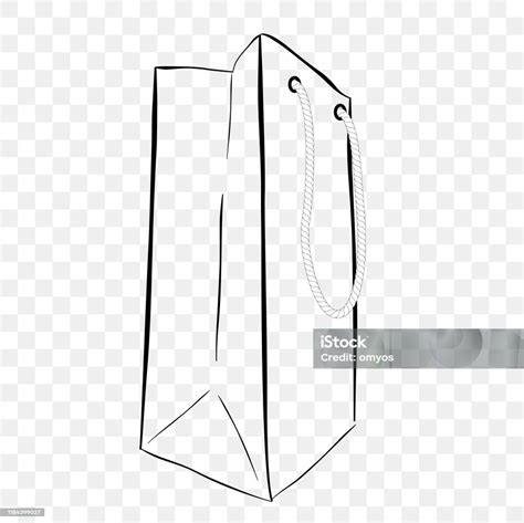 투명 효과 배경에서 로프와 종이 가방의 간단한 벡터 손 그리기 스케치 가방에 대한 스톡 벡터 아트 및 기타 이미지 가방 계산대 구매 Istock