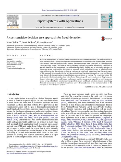 A Cost Sensitive Decision Tree Approach For Detecting Credit Card Fraud