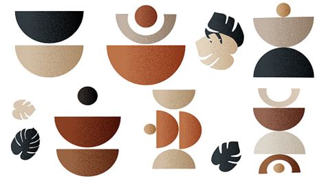 추상적인 최소한의 보호 요소 당신을 위해 설정된 세기 중반 벡터 지구 세라믹 톤의 미학적인 현대적인 기하학적 모양 0명에 대한 스톡 벡터 아트 및 기타 이미지 Istock