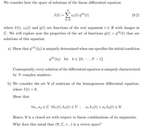 We Consider Here The Space Of Solutions Of The Linear Chegg