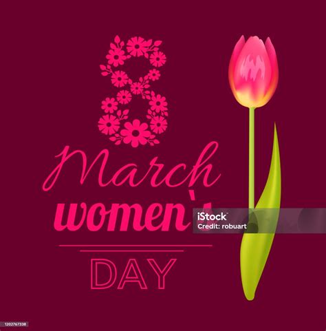 8 March Womens Day Tulip Vector Illustration Stock Illustration