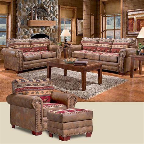 A Furniture Classics Rustic 4 Piece Microfiber Sierra Lodge Tapestry