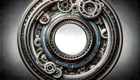 Futuristic Gear Border With Rotating Elements And Copy Space Concept As A Border Frame With A