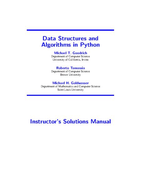 Solution Manual For Data Structures And Algorithms In Python By Michael T Goodrich And Roberto