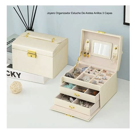 Ripley JOYERO ORGANIZADOR DE JOYAS RELOJES COFRE CON LLAVE 3 NIVELES