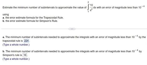 Solved 2 10 Estimate The Minimum Number Of Subintervals To