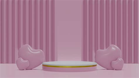 하트가 있는 핑크 포디움 결혼식과 발렌타인 데이 컨셉 3d 렌더링 하트 모양에 대한 스톡 사진 및 기타 이미지 하트 모양 받침대 밸런타인데이 Istock