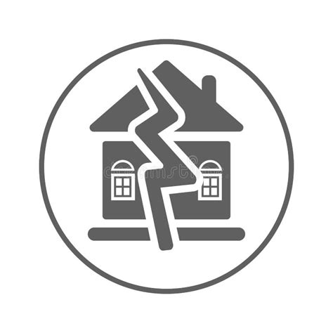 破坏的建筑，地震灰色图标 向量例证 插画 包括有 故障 本质 图标 查出 向量 家庭 保险 189671867