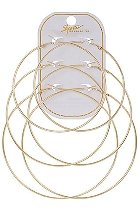 Pack Of 12 Charming Assorted Color 3 Pair Hoop Earring Set Fm