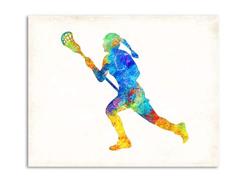 Girls Lacrosse Player Watercolor Art Print By Dan Morris