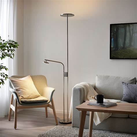 Isjakt 이샥트 Led상향식플로어스탠드독서등 밝기조절니켈 도금 180 Cm Ikea