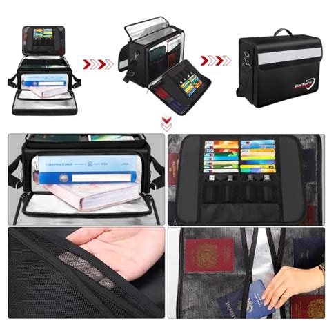 Fireproof Document Bag With Multiple Pockets DocSafe Large 17x12 5x7 2 File Organizer Bag