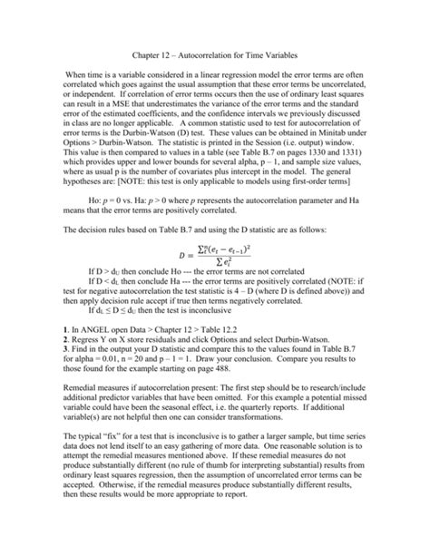 chapter 12 autocorrelation for time variables