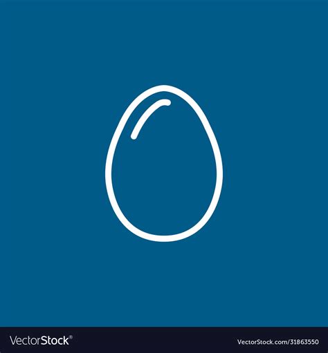 Egg Line Icon On Blue Background Flat Style Vector Image