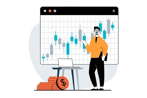 Konsep Pasar Saham Dengan Adegan Orang Dalam Desain Datar Untuk Web