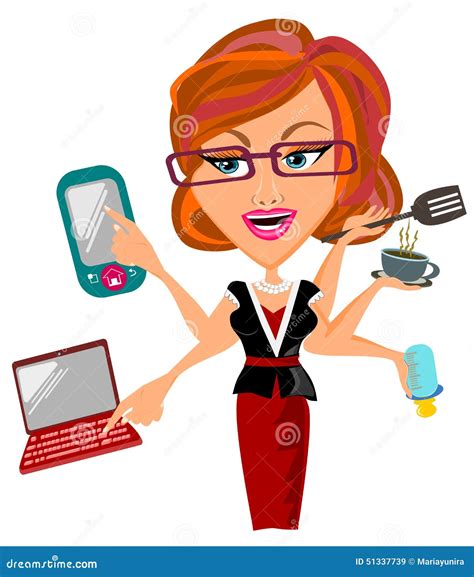 Multitasking Woman Stock Illustration Illustration Of Super 51337739