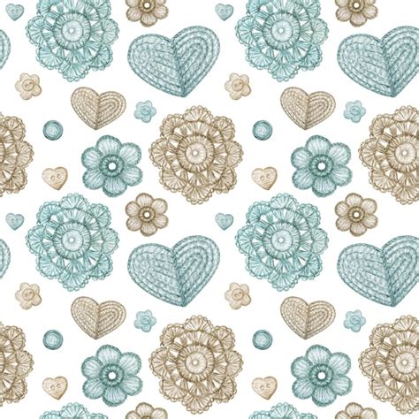 Premium Photo Watercolor Seamless Pattern Crochet Flower Needlework