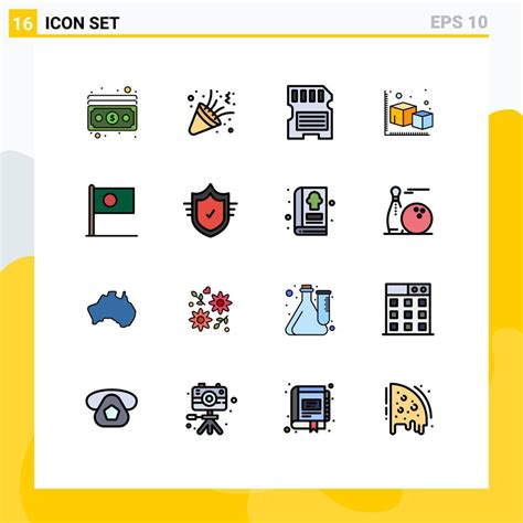 Set Of 16 Modern UI Icons Symbols Signs For Bangla Object Card Modeling