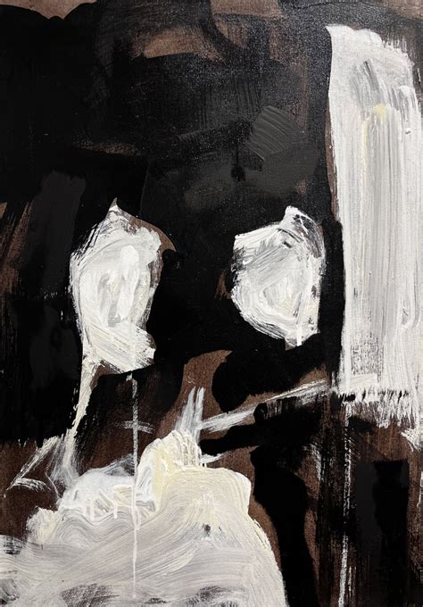 Introspective Abstract Art Dynamic Black And White Painting By