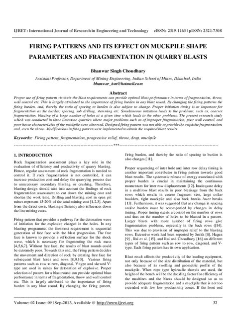 Pdf Firing Patterns And Its Effect On Muckpile Shape Parameters And