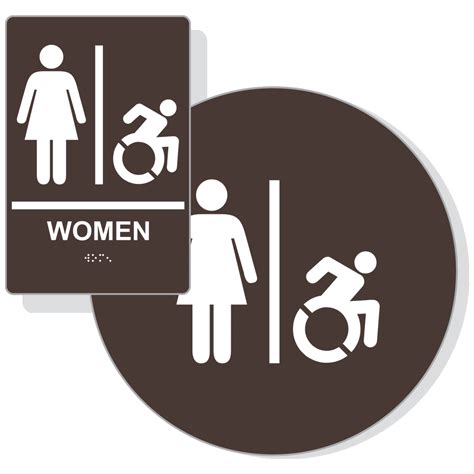 Women Braille Restroom Sign Set With Dynamic Accessibility Symbol Rre