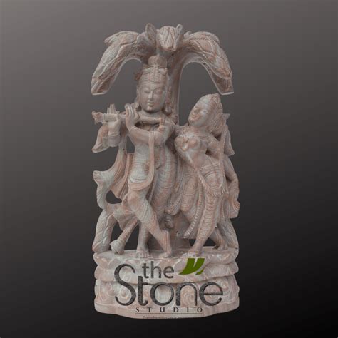 Radha Krishna Statue In Pink Stone 12 The Stone Studio