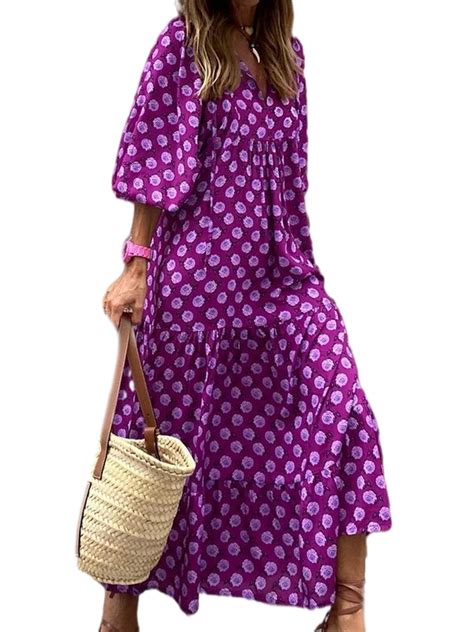 Wrcnote Women Summer Swing Dress Loose Beach Sundress Lace Up Casaul