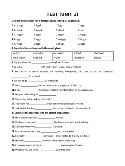 Bài Tập Anh 8 Global Lưu Hoàng Trí 11 Test Unit 1 Pdf