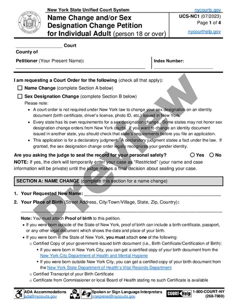 New York Petition For Change Of Name For Adult New York Name Change