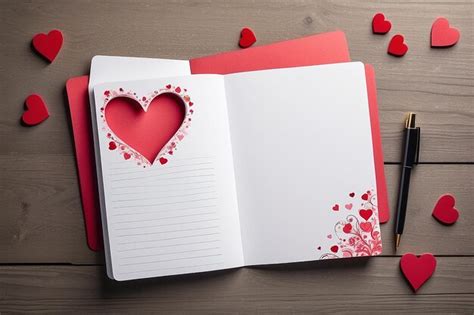 Premium Photo Opened Blank Notepad Valentines Card