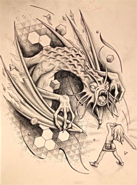 Geometric Jabberwocky Wonderland Tattoo Jabberwocky Alice In