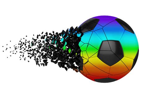 산 산 조각 축구 볼 3d 현실 래스터 그림입니다 폭발 효과 함께 축구 공입니다 고립 된 디자인 요소입니다 3차원 형태에 대한