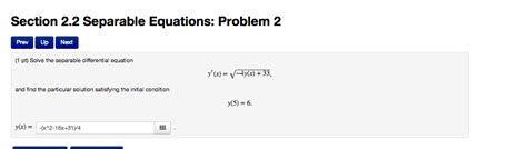 Solved Section 22 Separable Equations Problem 2 1 Pt
