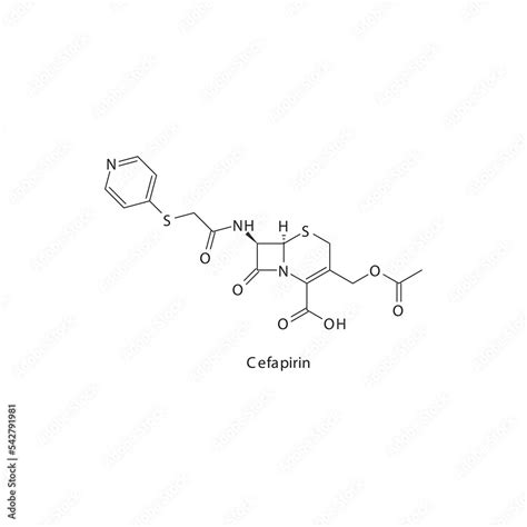 Cefapirin Flat Skeletal Molecular Structure 1st Generation
