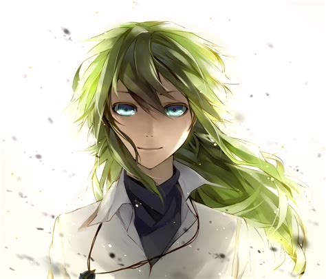 Фото Парень с длинными зелёными волосами