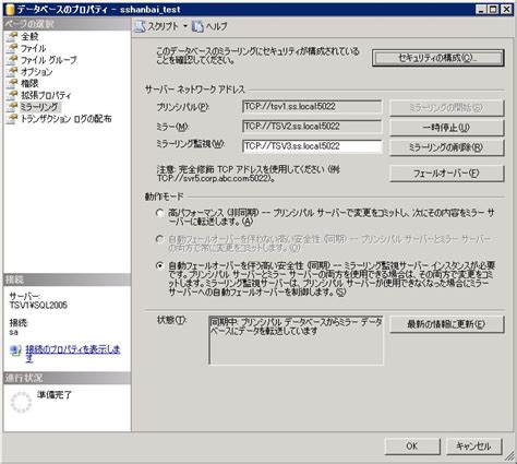 sql server 2005 データベースのミラーリング ss net