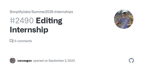 editing internship · issue 2490 · simplifyjobs summer2025 internships