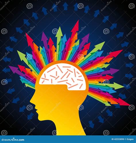 Thoughts And Options Illustration Of Head With Arrows Stock Vector
