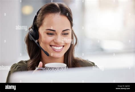 Customer Care Is What Shes Good At A Young Call Centre Agent Drinking