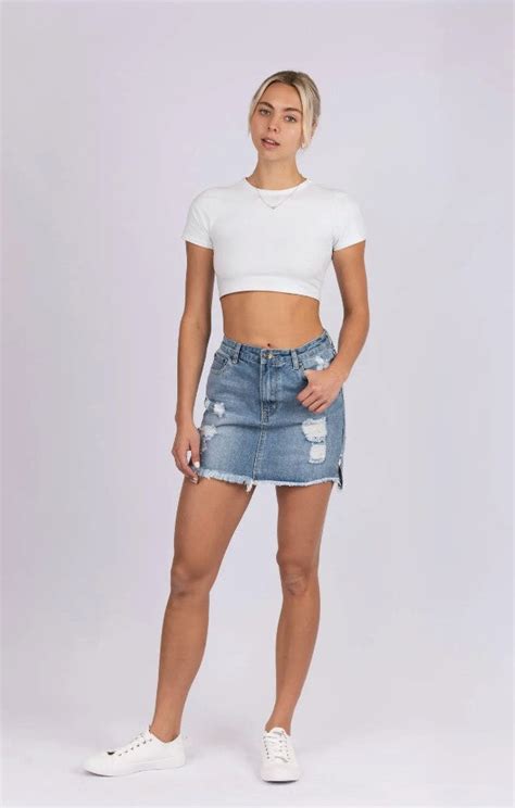 Wakee Denim Rip Skirt Lil Frank